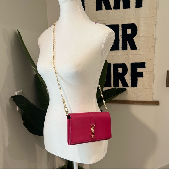 Yves Saint Laurent | Bags | Authentic Yves Saint Laurent Pink Kate Flap Wallet On Chain | Poshmark